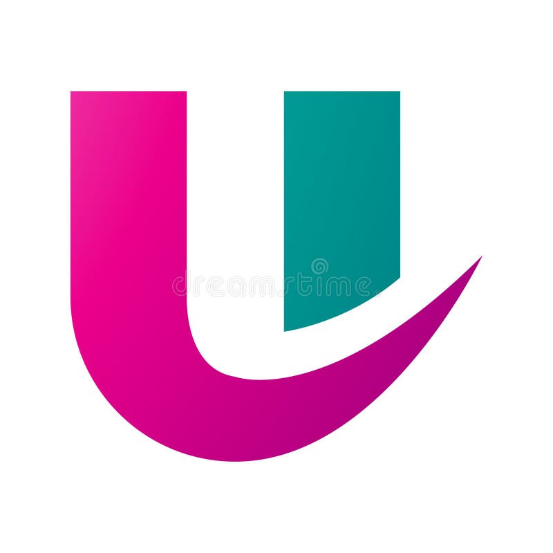 Magenta and Green Bold Curvy Shaped Letter U Icon Stock Vector ...