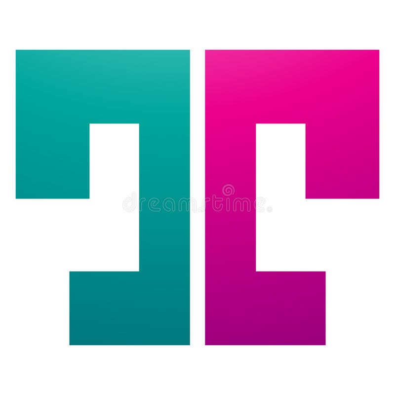 Magenta and Green Bold Split Shaped Letter T Icon Stock Vector ...