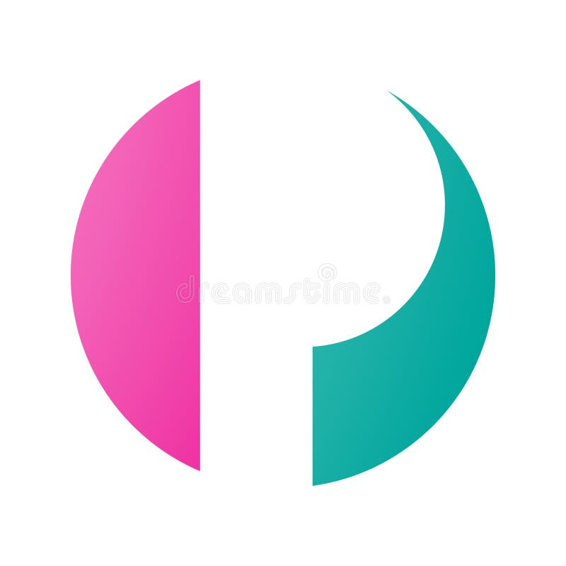 Magenta and Green Circle Shaped Letter P Icon Stock Vector ...