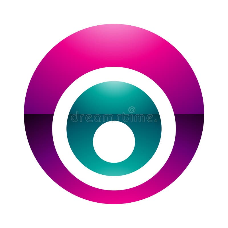 Magenta and Green Glossy Letter O Icon with Nested Circles Stock Vector ...