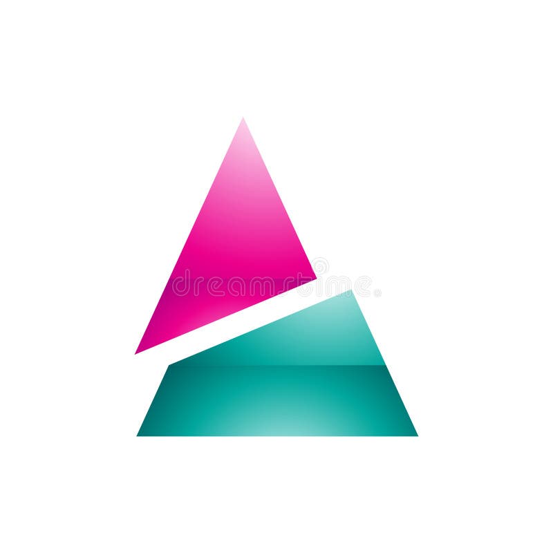 Magenta and Green Glossy Split Triangle Shaped Letter a Icon Stock ...