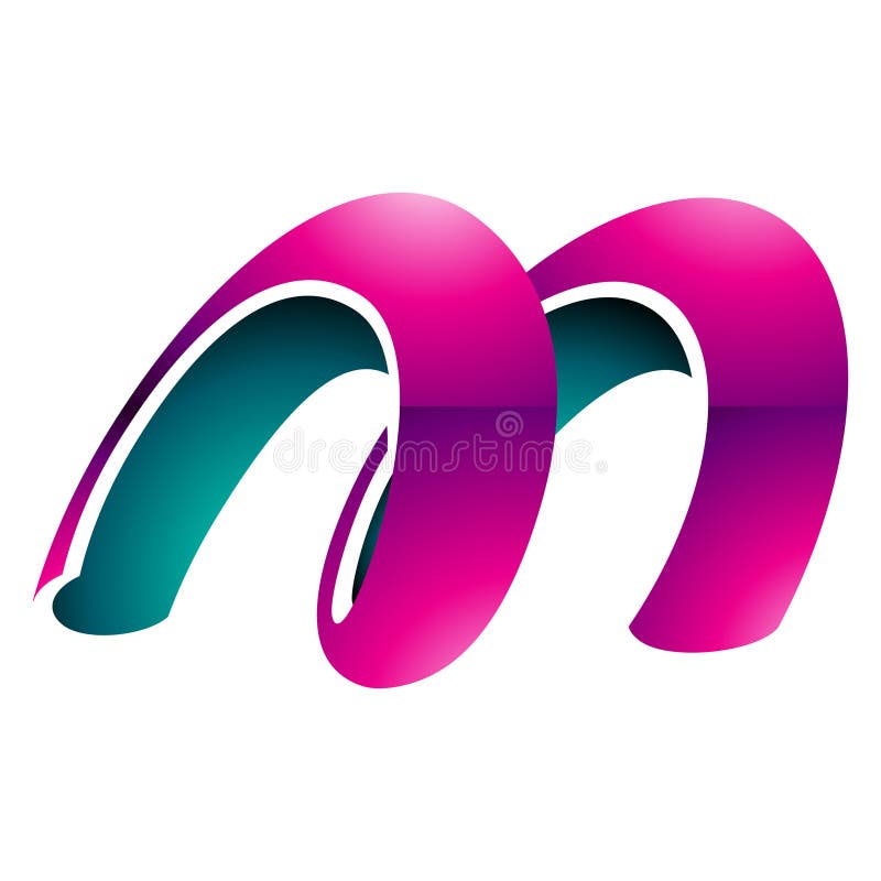 Magenta and Green Glossy Spring Shaped Letter M Icon Stock Vector ...