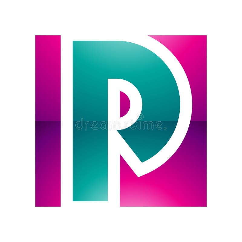 Magenta and Green Glossy Square Letter P Icon Stock Vector ...