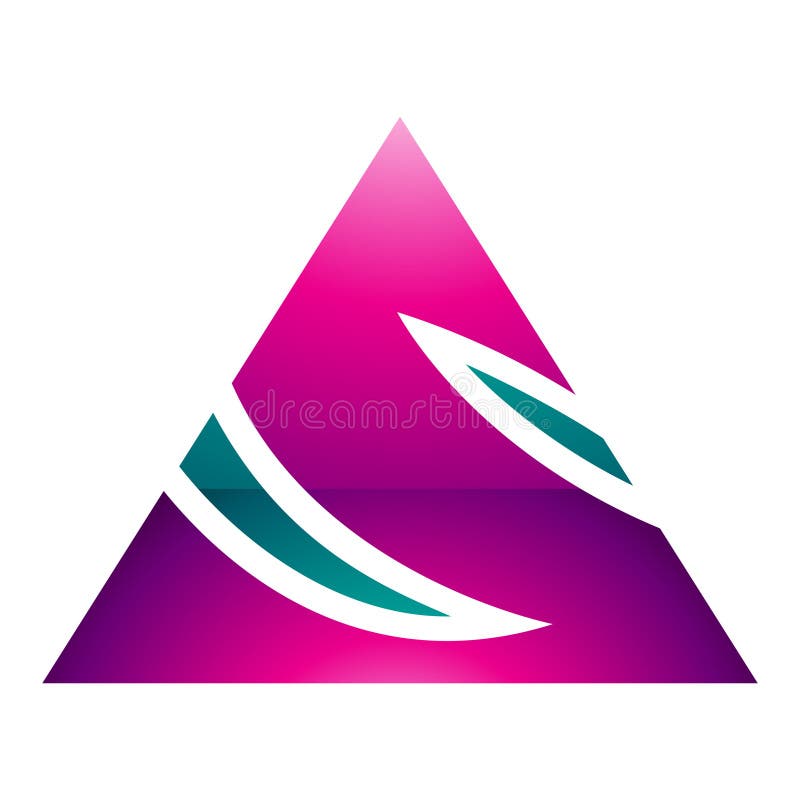 Magenta and Green Glossy Triangle Shaped Letter S Icon Stock Vector ...