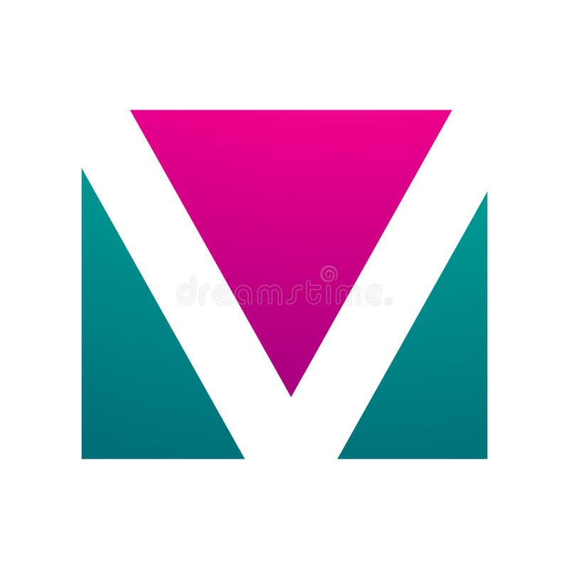 Magenta and Green Rectangular Shaped Letter V Icon Stock Vector ...