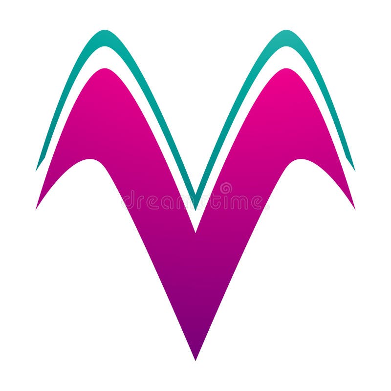 Magenta and Green Wing Shaped Letter V Icon Stock Vector - Illustration ...