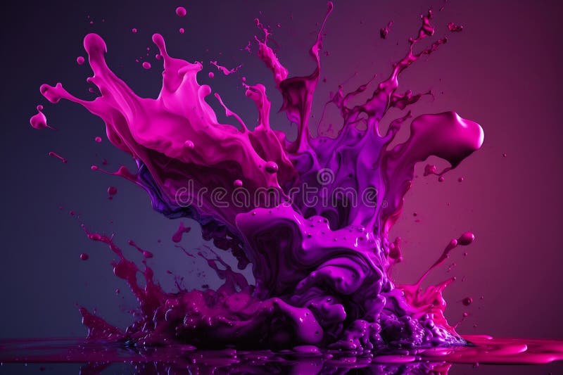 Magenta Liquid Splash on Violet Background, Generative Ai Stock ...