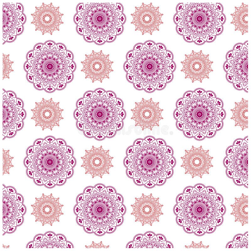 Magenta & Peach Mandalas: a Repeating Pattern Stock Illustration ...