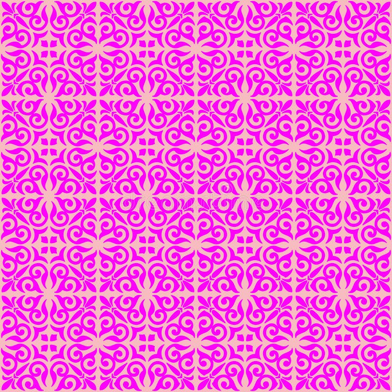 Pink on Red Ornamental Scroll Seamless Repeat Pattern Background Stock ...