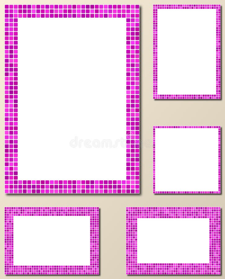 Magenta Mosaic Page Border Frame Set Stock Vector - Illustration of ...
