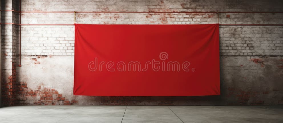 A Magenta Rectangle Art Piece Hangs on a Brick Wall with Symmetry and ...