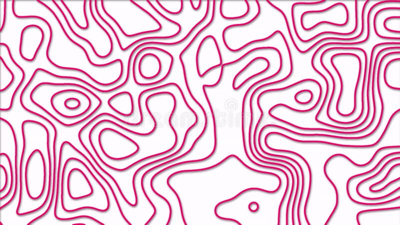 Magenta Red Color Abstract Pattern With Animation Of Morphing Line As Topographic Map Stock