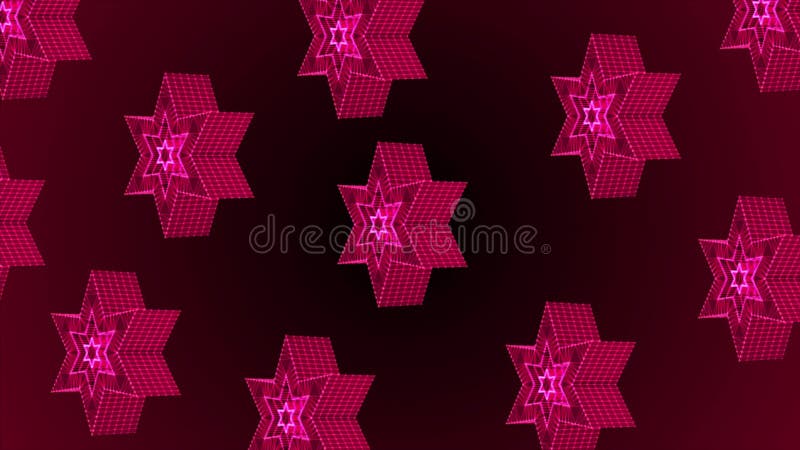 Magenta Red Color 3d Rotating Star Model with Glowing Wireframe Stock ...