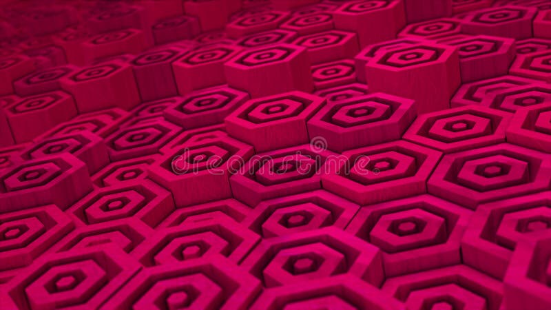 Magenta Red Color Wooden Texture Hexagonal Block Moving Up and Down ...