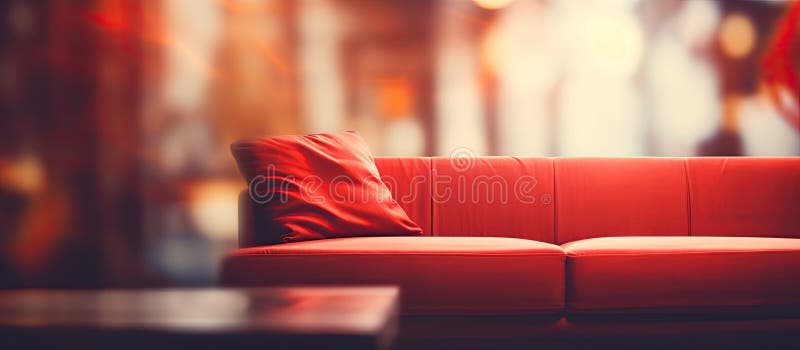 Magenta Studio Couch with Comfy Red Pillow in Rectangular Living Room ...