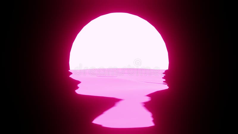 Magenta Sunset or Moon Reflection in Water or the Ocean on Black ...