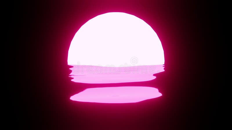Magenta Sunset or Moon Reflection in Water or the Ocean on Black ...