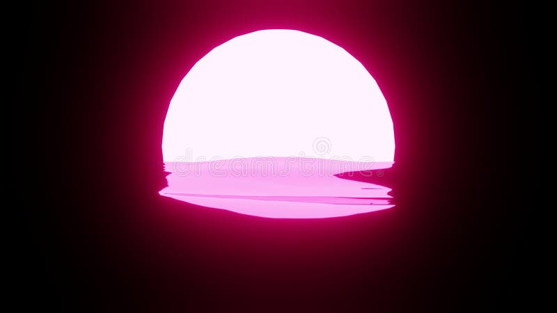 Magenta Sunset or Moon Reflection in Water or the Ocean on Black ...