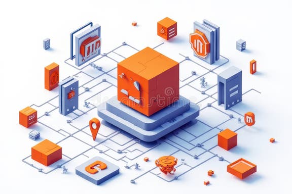 Magento Hosting Platform Visualization Stock Illustration - Illustration of magento, graphic ...