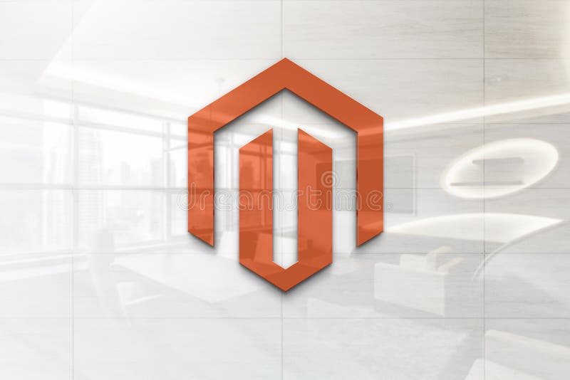 Magento on Glossy Office Wall Realistic Texture Editorial Photography ...