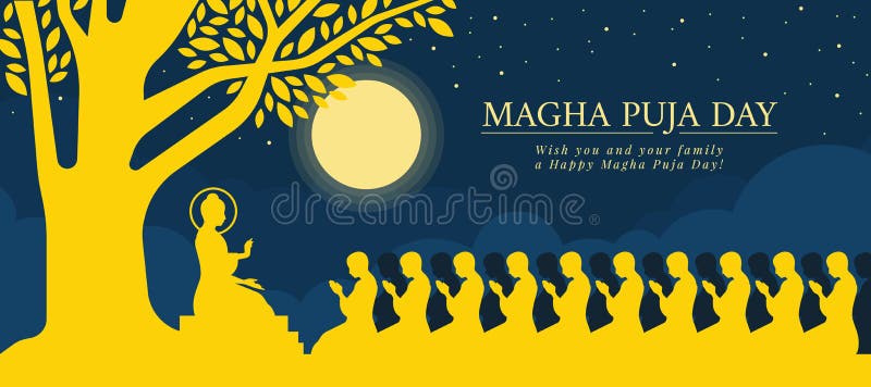 Magha Puja Day - Circle Banner with the Lord Buddha Giving and Preach ... Magha Puja Day - Circle Banner with the Lord Buddha Giving and Preach ...