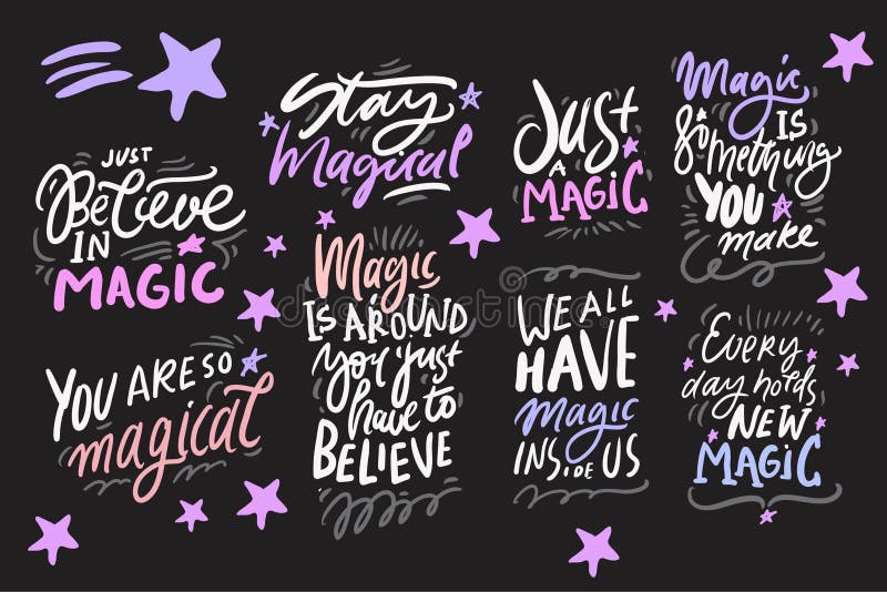 Magic Quotes Set for Your Design. Hand Lettering Illustrations Stock ...