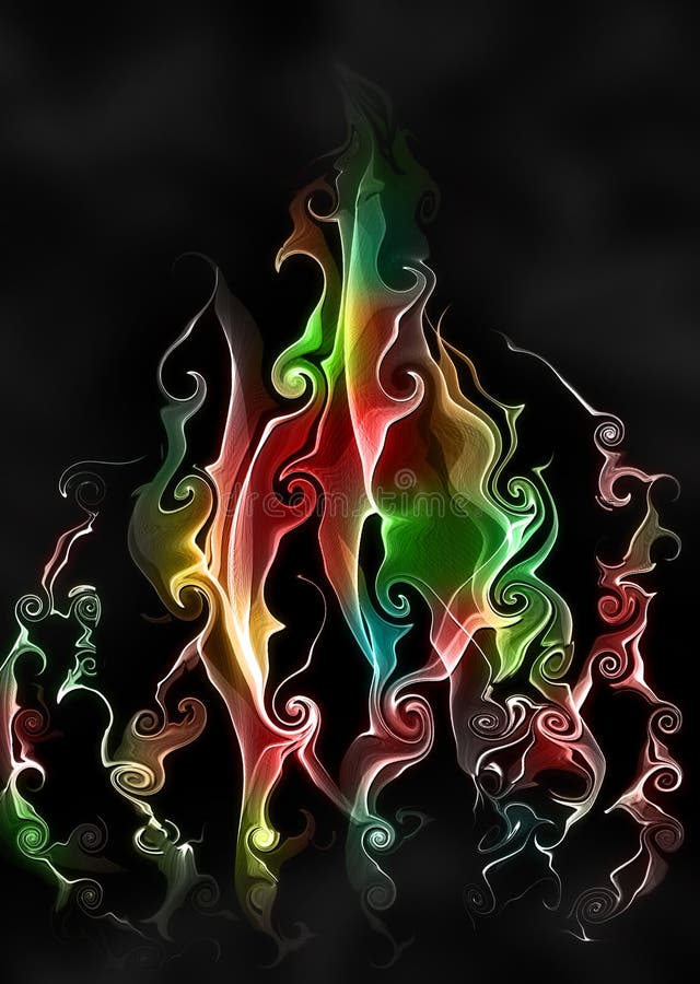 Magic Abstract Stylized Colored Flame on a Black Background Stock ...