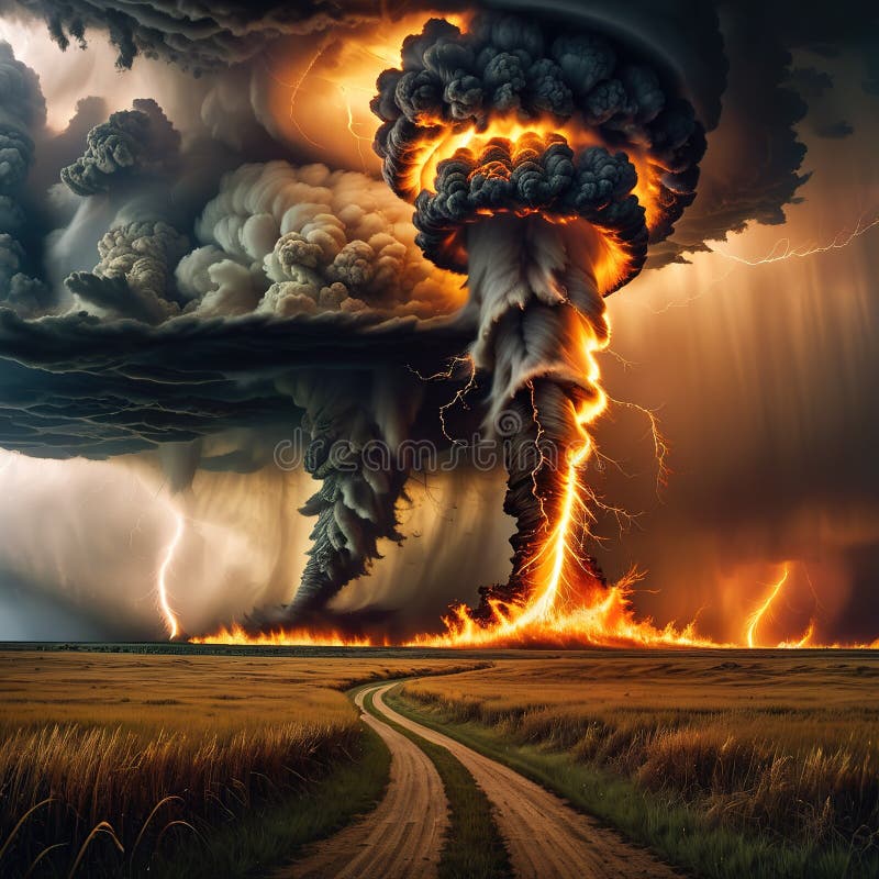 Magic in the Air: Fire Illuminating the Dark Vortex Stock Illustration ...