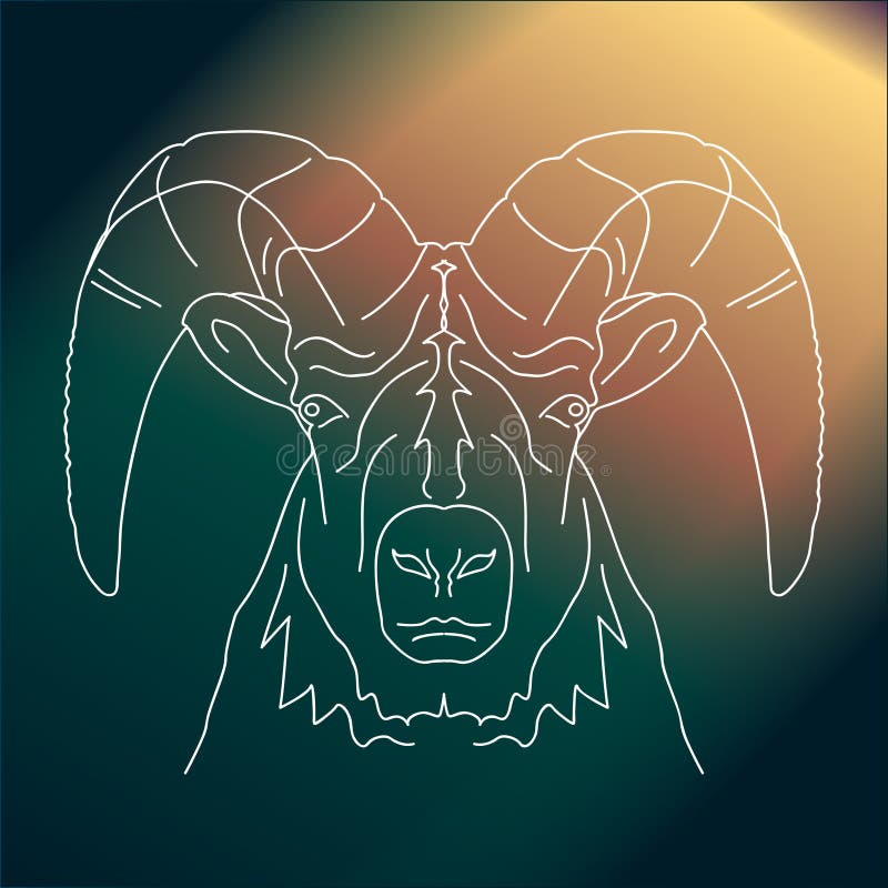 Magic aries line drawing stock illustration. Illustration of icon ...