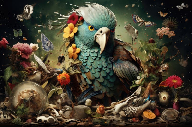 Magic Art Collage with Elements of Fantastic Creatures Stock ...