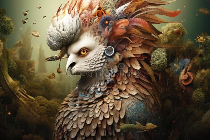 Magic Art Collage with Elements of Fantastic Creatures Stock ...