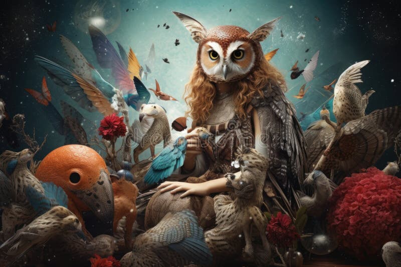 Magic Art Collage with Elements of Fantastic Creatures Stock ...