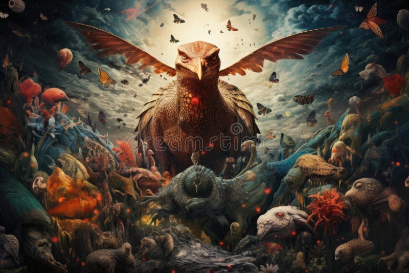 Magic Art Collage with Elements of Fantastic Creatures Stock ...