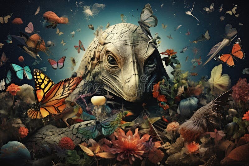 Magic Art Collage with Elements of Fantastic Creatures Stock ...