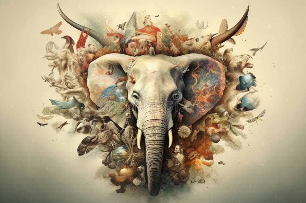 Magic Art Collage with Elements of Fantastic Creatures Stock ...