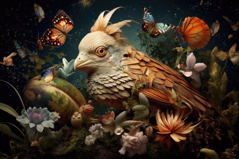 Magic Art Collage with Elements of Fantastic Creatures Stock ...