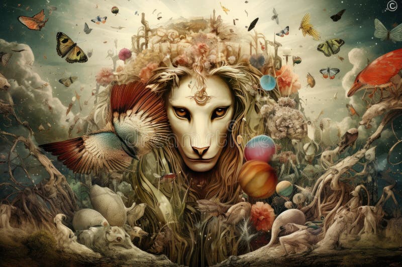 Magic Art Collage with Elements of Fantastic Creatures Stock ...