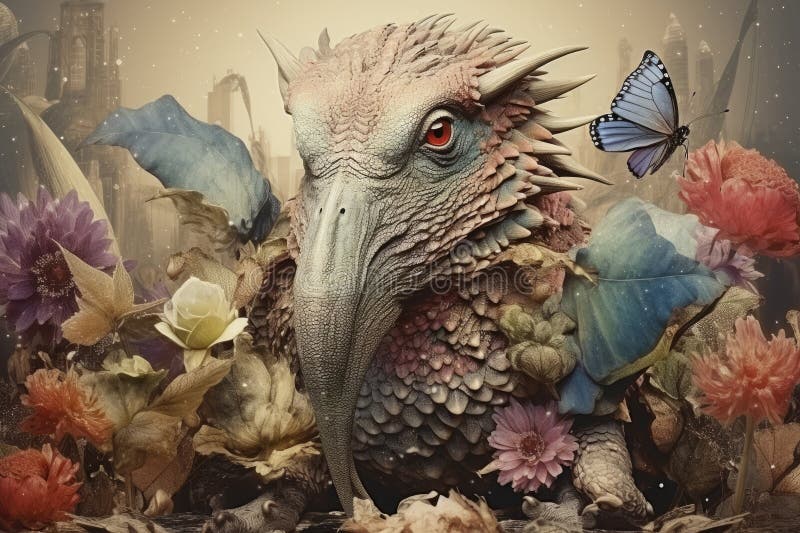 Magic Art Collage with Elements of Fantastic Creatures Stock ...