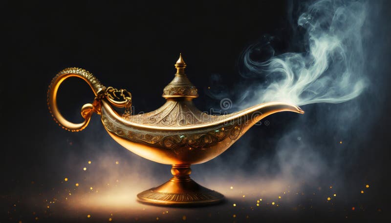 Magic Background with Magic Aladdin S Lamp on Night Background Stock ...