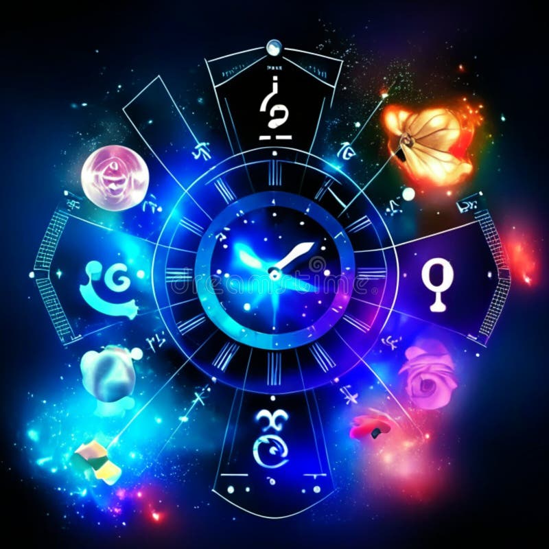 Astrological Clock. Zodiac Sign. Vector Illustration in Cartoon Style ...