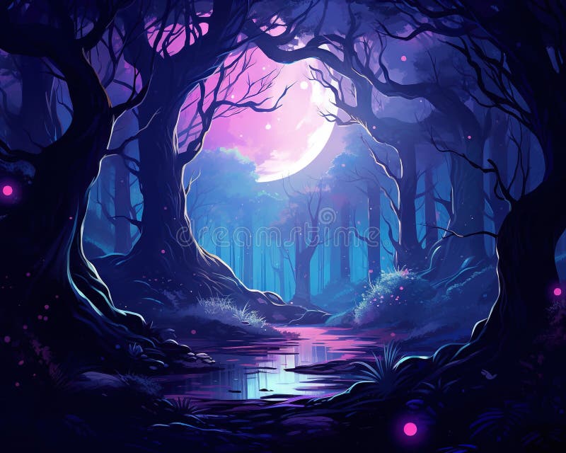 Magic Background with a Full Moon at Night. Stock Illustration ...