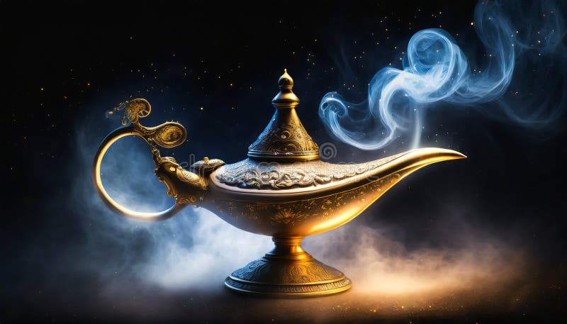 Magic Background with Magic Aladdin S Lamp on Night Background Stock ...