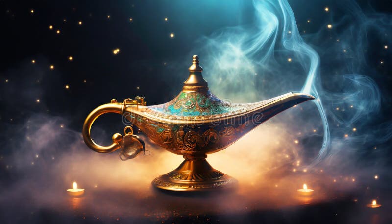 Magic Background with Magic Aladdin S Lamp on Night Background Stock ...
