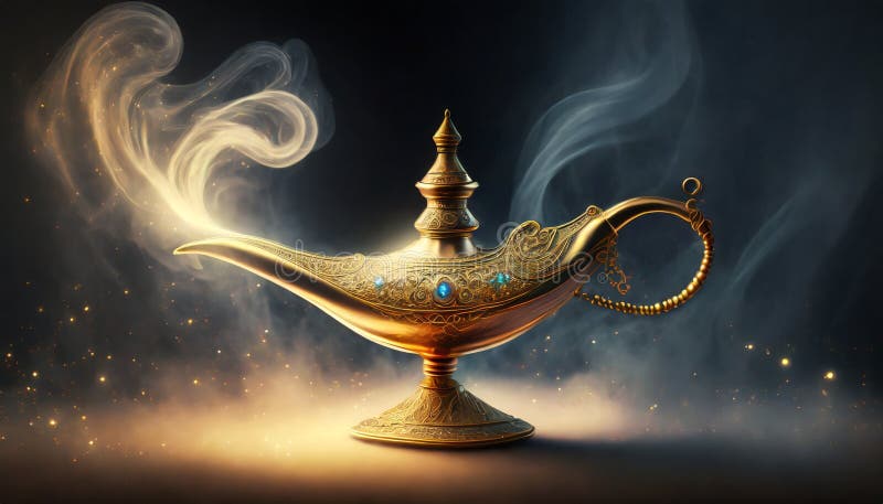 Magic Background with Magic Aladdin S Lamp on Night Background Stock ...