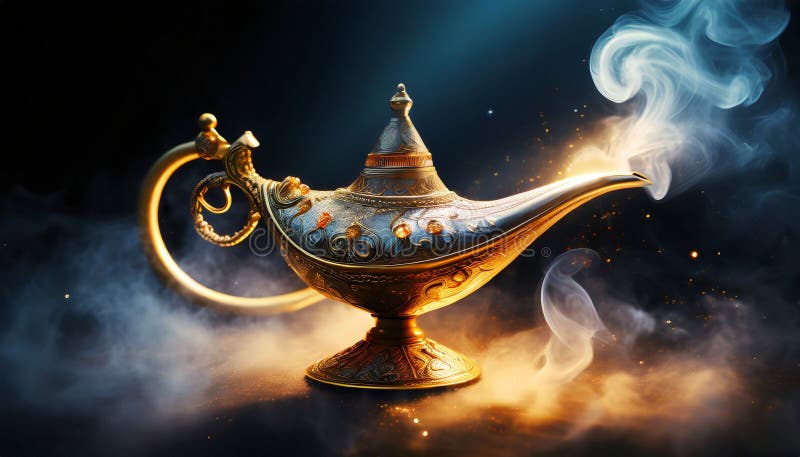 Magic Background with Magic Aladdin S Lamp on Night Background Stock ...