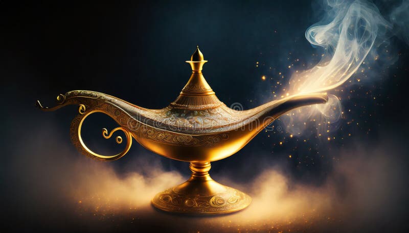 Magic Background with Magic Aladdin S Lamp on Night Background Stock ...