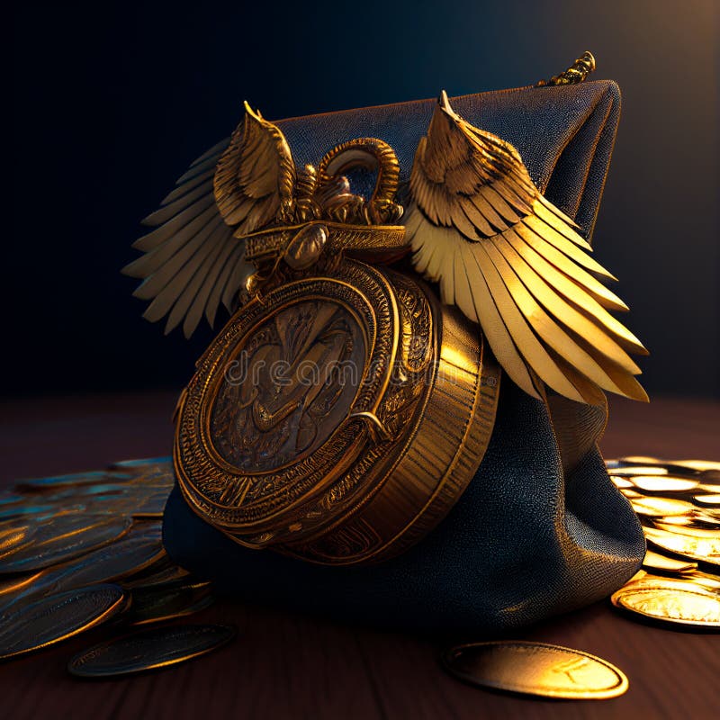 The Magic Bag with Wings is Worth Gold Coins, Generated AI Stock ...
