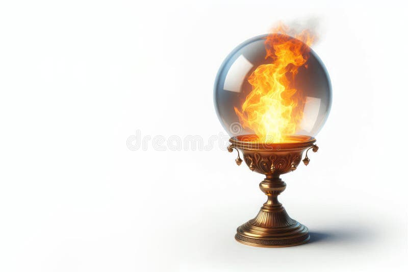 A Magic Ball with a Fiery Flame Inside. Space for Text. Stock Photo ...