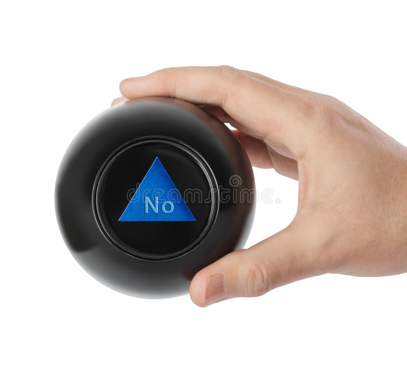 Magic Ball with Prediction No in Hand Stock Photo - Image of question ...
