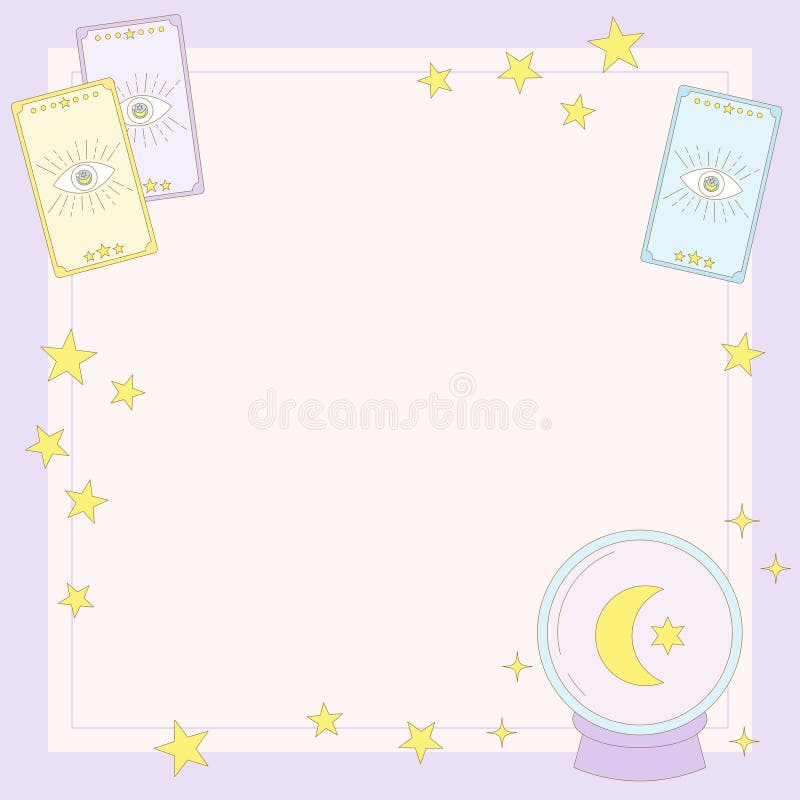 Magic Ball and Tarot Frame 1 Stock Vector - Illustration of paper, cute ...